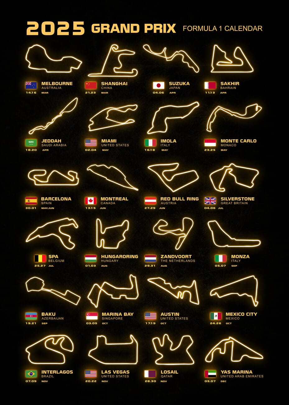 Calendario F1 2025: Fechas y circuitos de los GP de Fórmula 1 - Daily ...