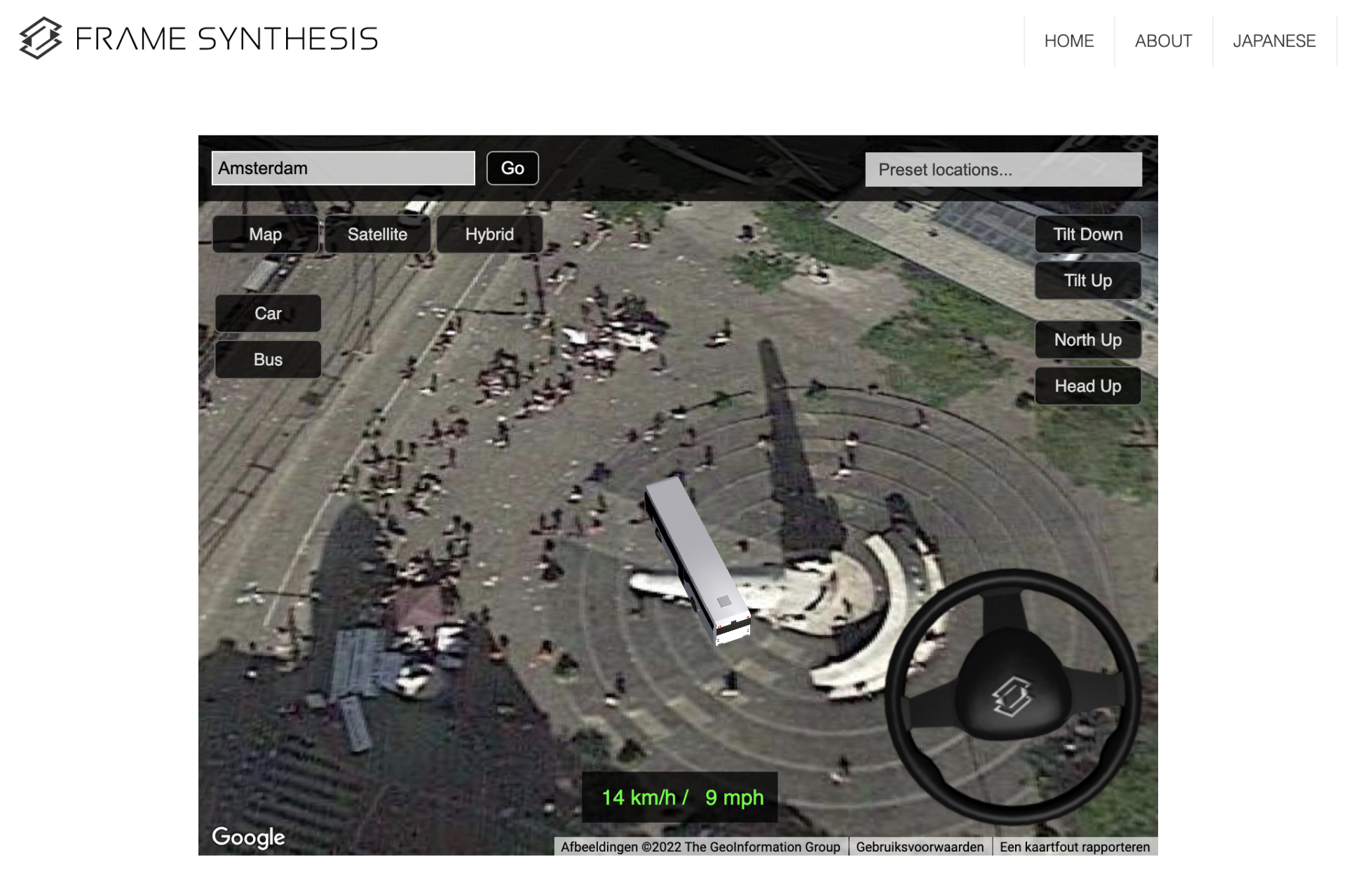 Met de 'Frame Synthesis' simulator kun je auto rijden in Google Maps!